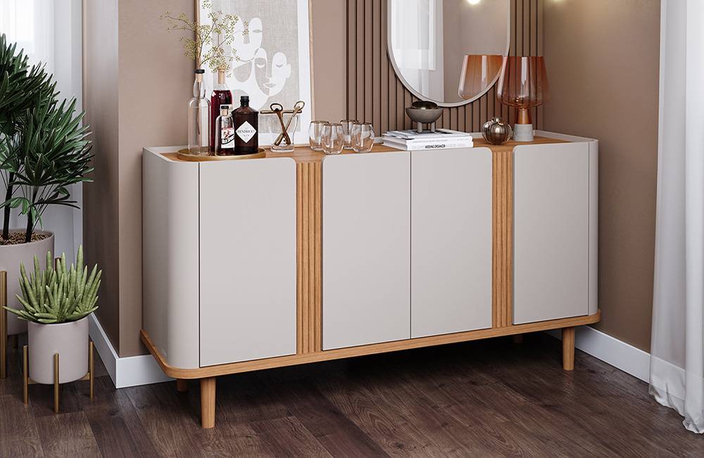 Buffet 4 Portas Prism Off White Cumaru | Formosa | Grupo Formosa